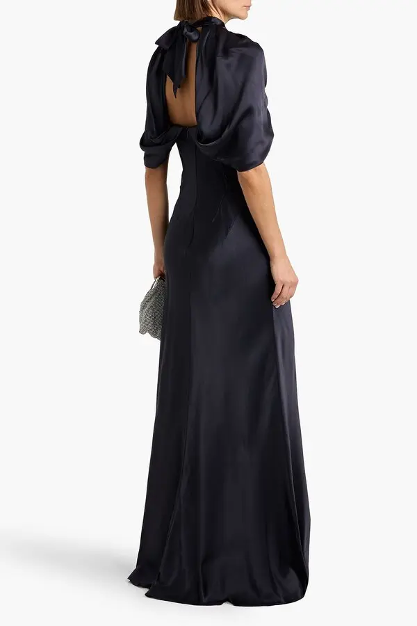 Alberta Ferretti Cape-effect Cutout Satin-crepe Gown