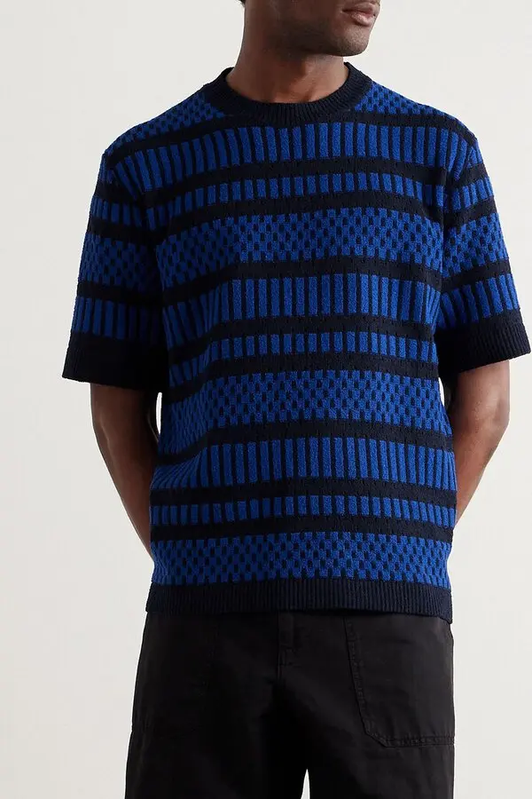 Mr P. Striped Terry Tshirt - Royal Blue