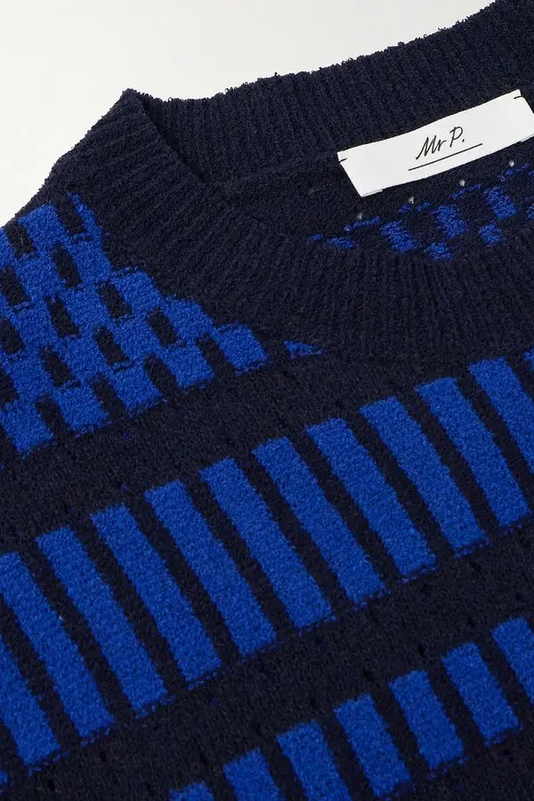 Mr P. Striped Terry Tshirt - Royal Blue