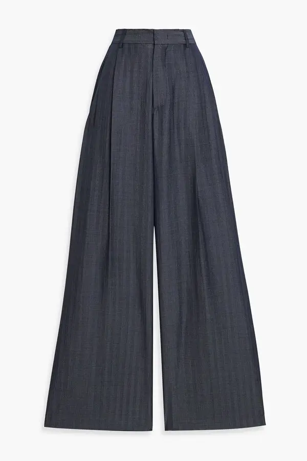 Etro Striped Wool-jacquard Wide-leg Pants