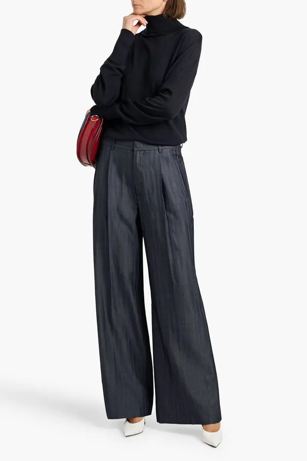 Etro Striped Wool-jacquard Wide-leg Pants