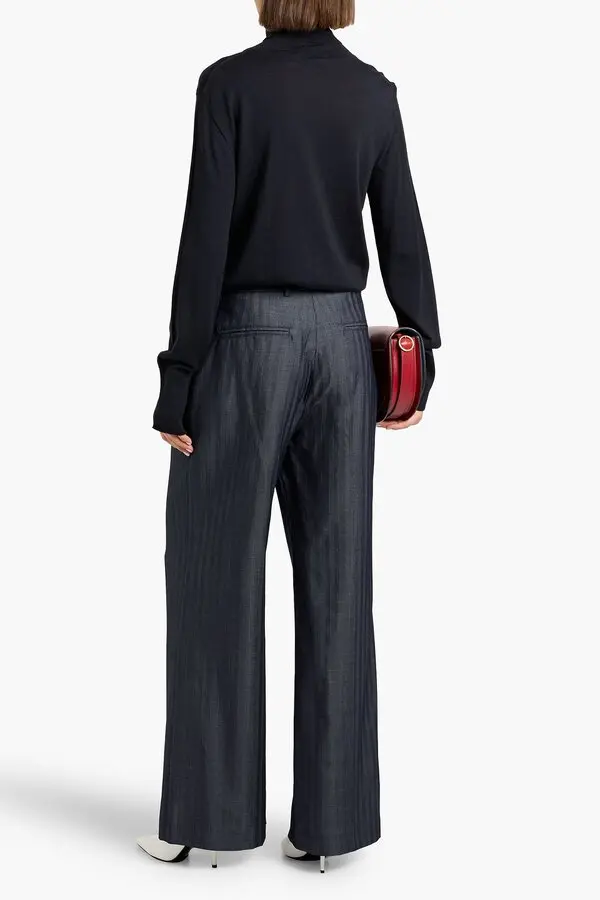 Etro Striped Wool-jacquard Wide-leg Pants