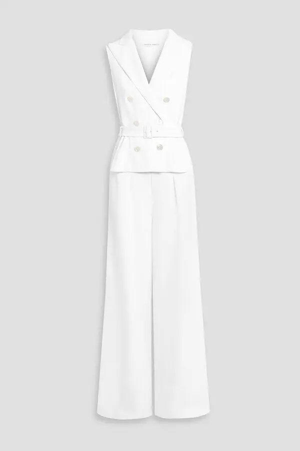 Alberta Ferretti Belted Layered Crepe Wide-leg Jumpsuit - White