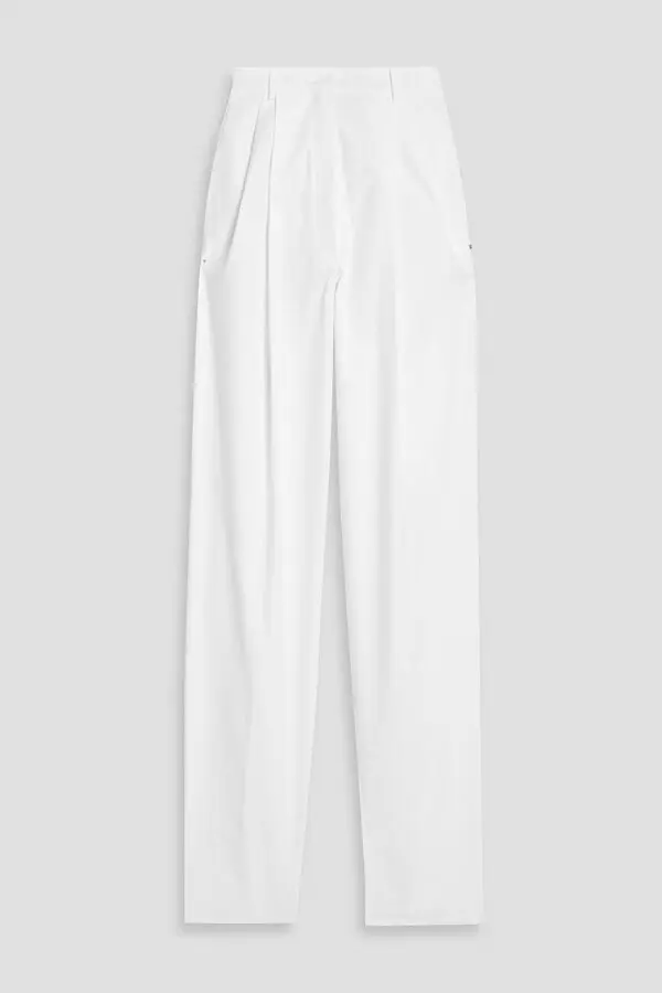 Sportmax Leone Cotton-poplin Tapered Pants - White