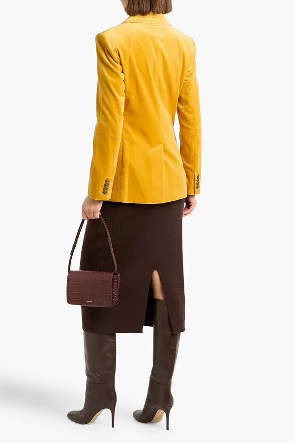 Etro Double-breasted Cotton-blend Velvet Blazer - Saffron