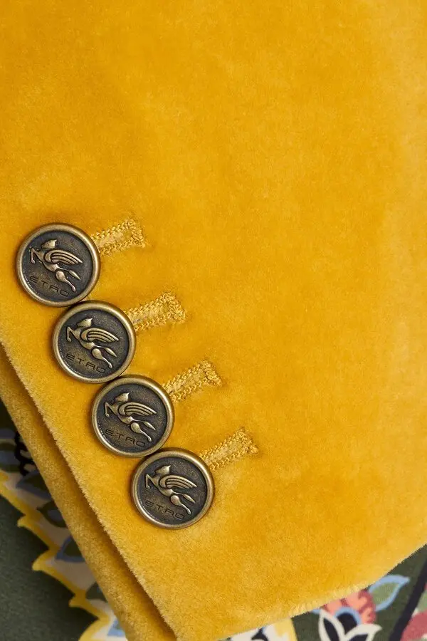 Etro Double-breasted Cotton-blend Velvet Blazer - Saffron
