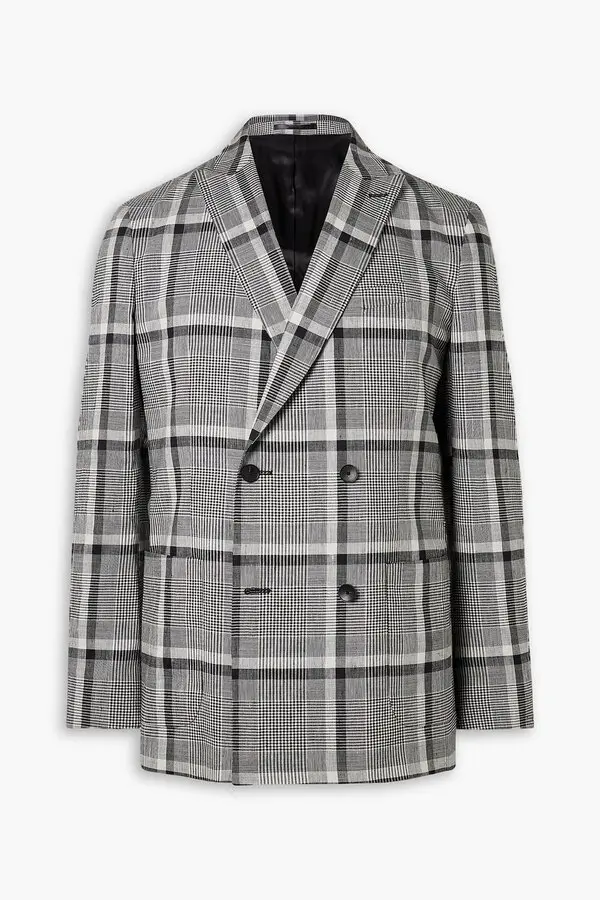 Mr P. Doublebreasted Checked Linenblend Blazer