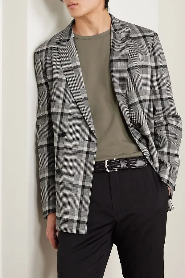Mr P. Doublebreasted Checked Linenblend Blazer