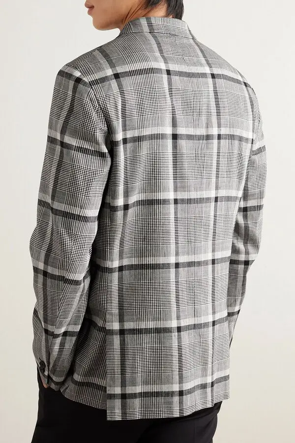 Mr P. Doublebreasted Checked Linenblend Blazer