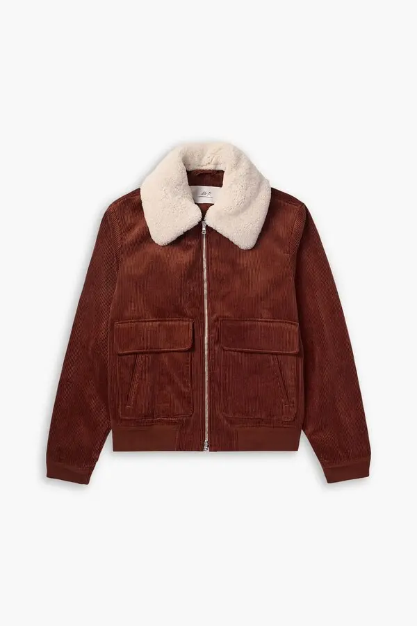 Mr P. Shearling-trimmed Cotton-corduroy Bomber Jacket - Brick