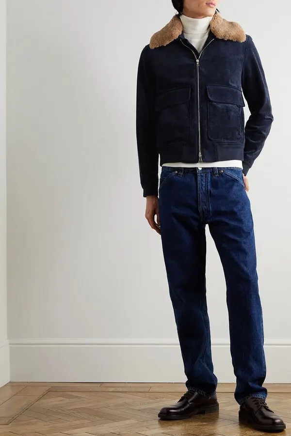 Mr P. Shearling-trimmed Cotton-corduroy Bomber Jacket