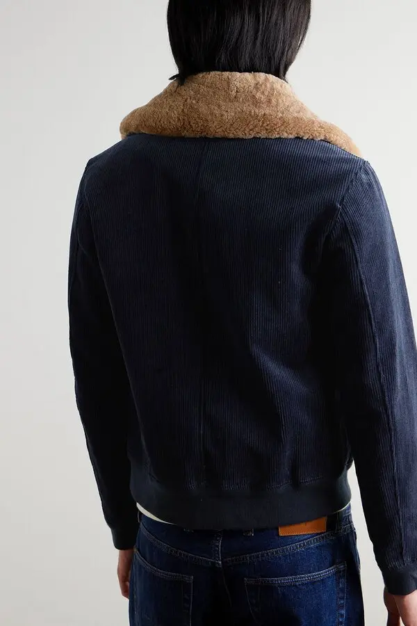 Mr P. Shearling-trimmed Cotton-corduroy Bomber Jacket