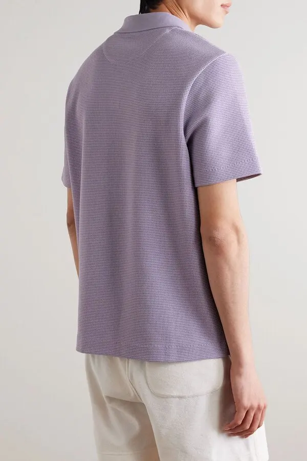 Mr P. Jonny Waffleknit Cotton Polo Shirt