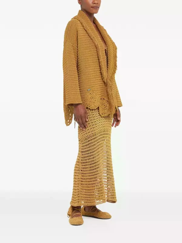 Alanui Island Memories Fringed Cardigan-coat - Brown