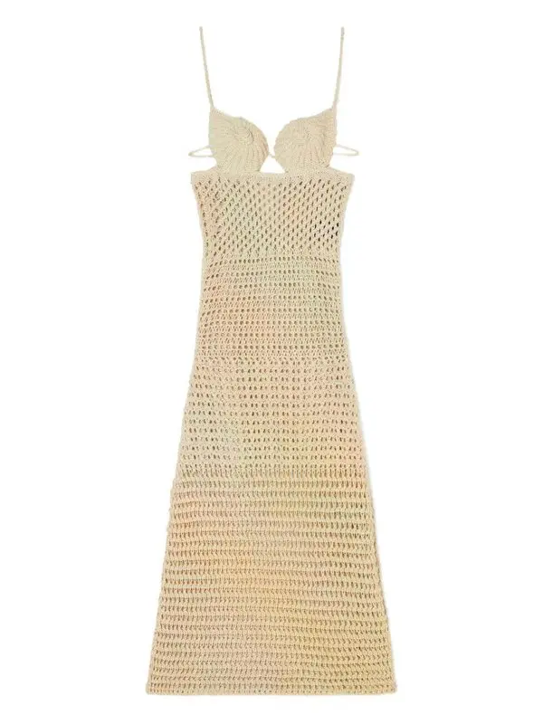Alanui Crochet Knit Midi Dress - Neutrals