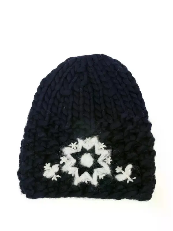 Moncler Snowflake Knitted Beanie - Blue