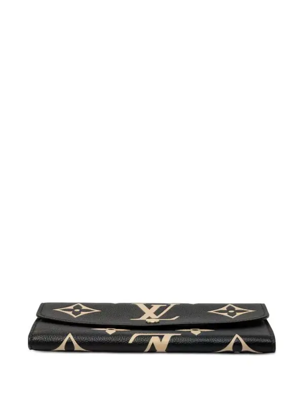 LOUIS VUITTON 2021-2026 Bicolor Monogram Empreinte Giant Emilie Wallet Long Wallets - Brown