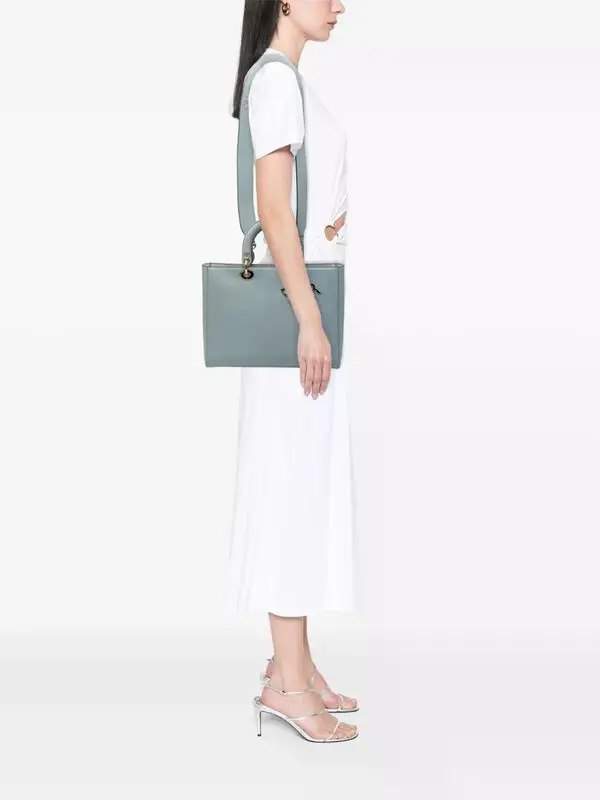 Dior 2018 Large Grained Calfskin Lady Satchel - Blue