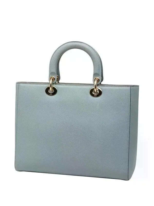 Dior 2018 Large Grained Calfskin Lady Satchel - Blue