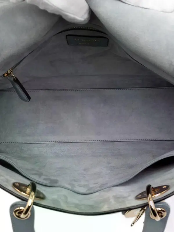 Dior 2018 Large Grained Calfskin Lady Satchel - Blue