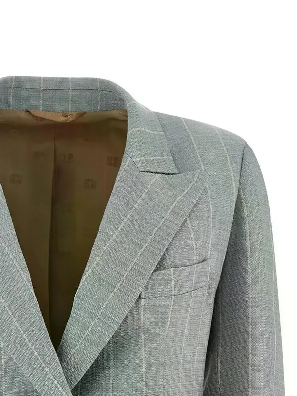 BLAZÉ MILANO Double-breasted Pinstripe Blazer - Blue