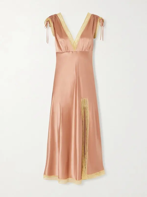 ERES Sophistiquée Lace-trimmed Silk-satin Nightdress - Pink