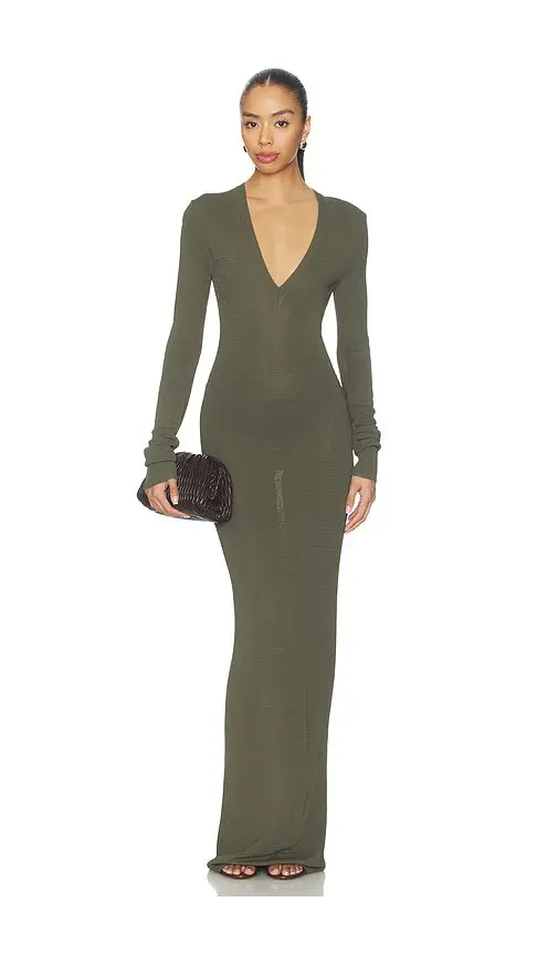ENTIRE STUDIOS V Neck Maxi Dress - Moss