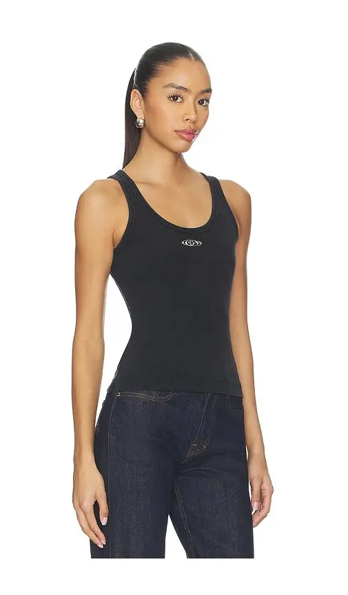 Casablanca Ribbed Tank Top With Metallic Logo Applique