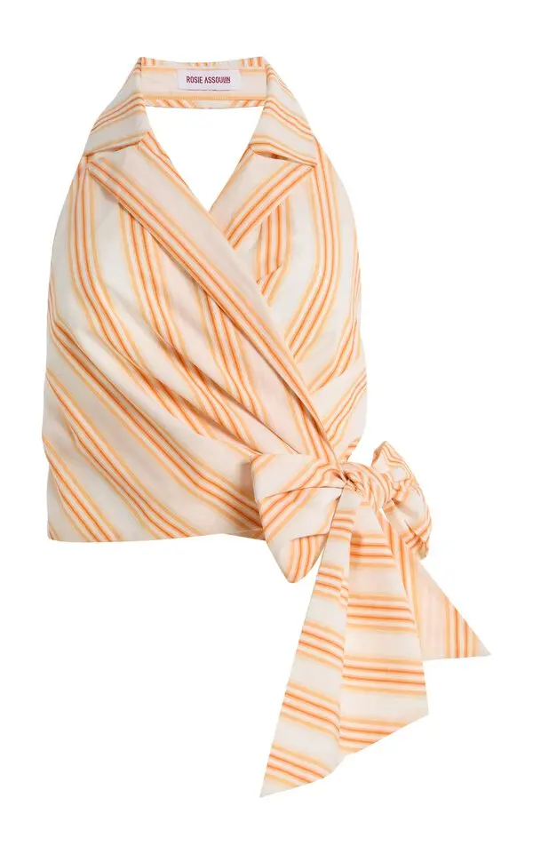 Rosie Assoulin Wrapped Up Halter Top - Orange