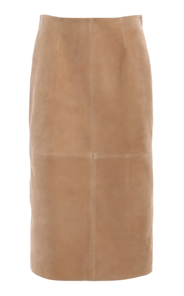 Simkhai Harrison Suede Midi Skirt - Tan