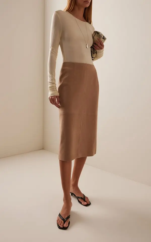 Simkhai Harrison Suede Midi Skirt