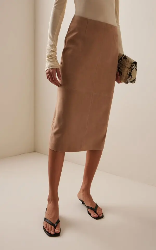 Simkhai Harrison Suede Midi Skirt