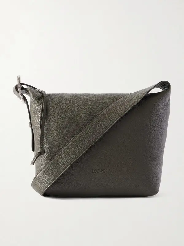 Loewe Loop Full-grain Leather Messenger Bag - Green