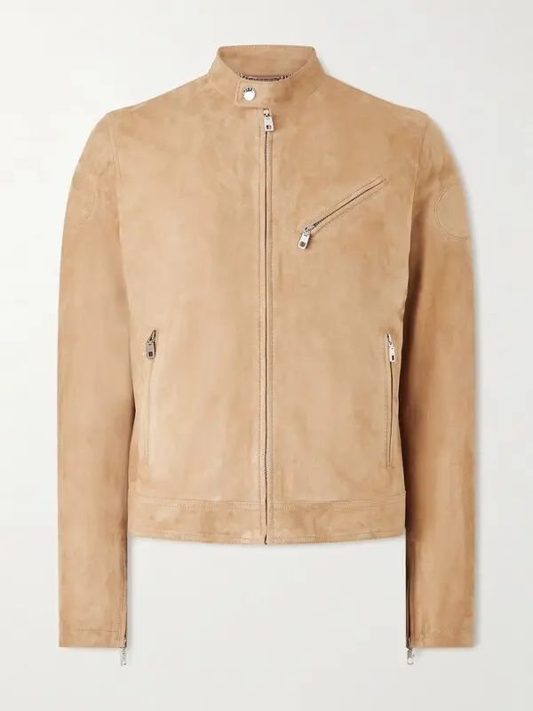 Dolce & Gabbana Slim-fit Suede Moto Jacket - Brown