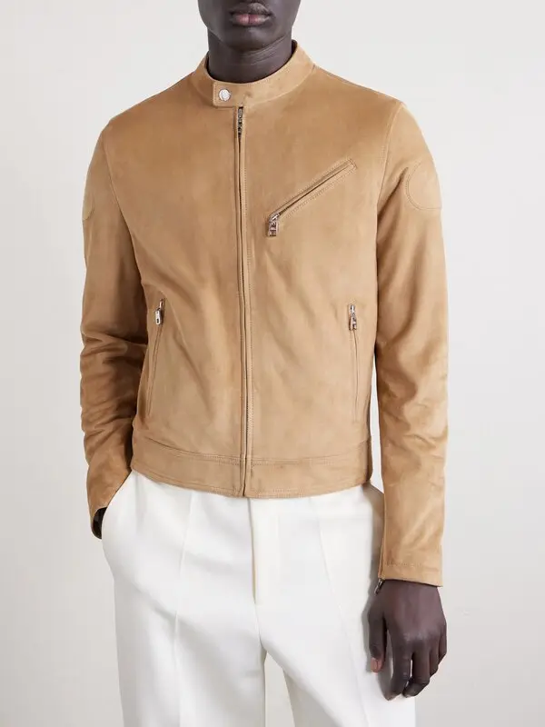 Dolce & Gabbana Slim-fit Suede Moto Jacket - Brown