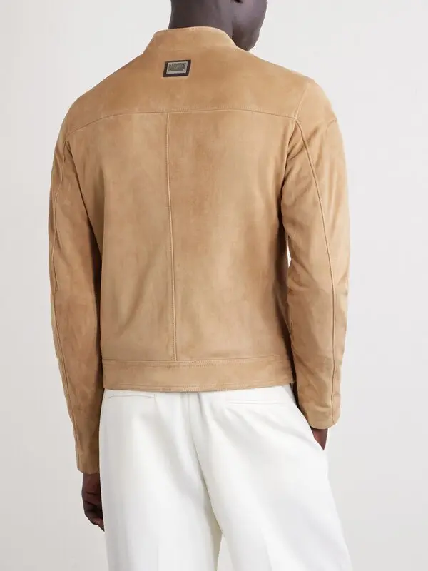 Dolce & Gabbana Slim-fit Suede Moto Jacket - Brown