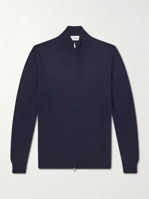 LARDINI Virgin Wool Zip-up Cardigan