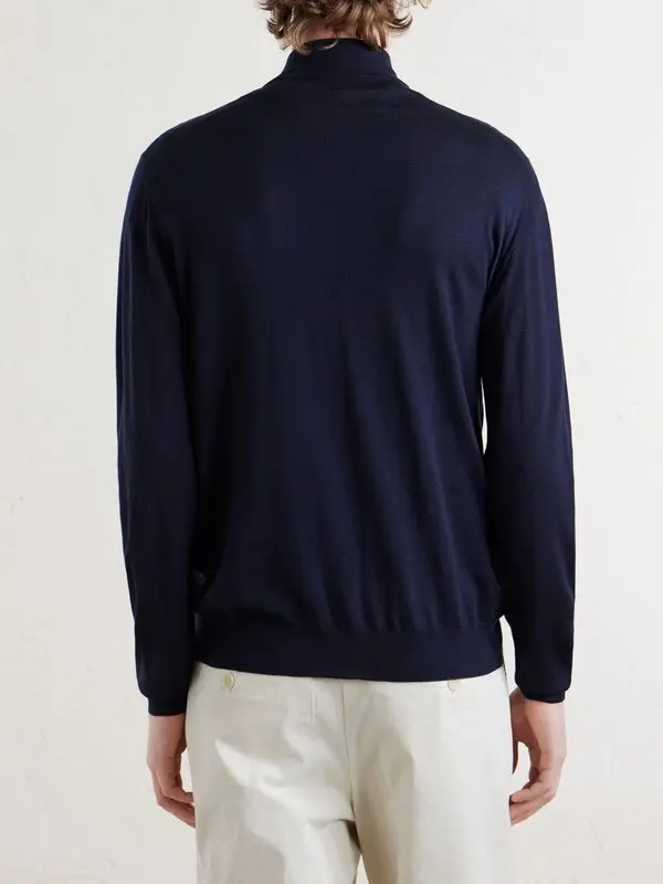 LARDINI Virgin Wool Zip-up Cardigan