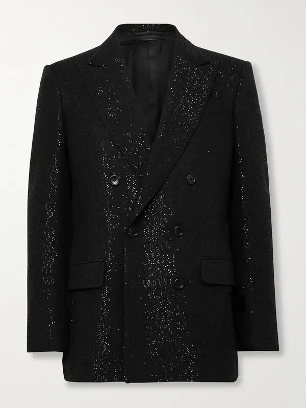 TOM FORD Double-breasted Sequinned Wool-blend Suit Jacket