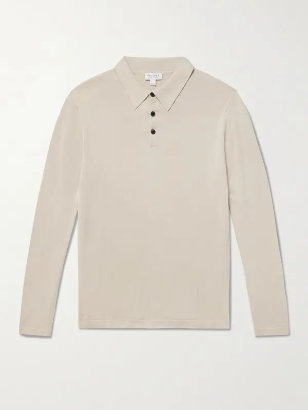 Sunspel Sea Island Cotton-jersey Polo Shirt - Neutrals