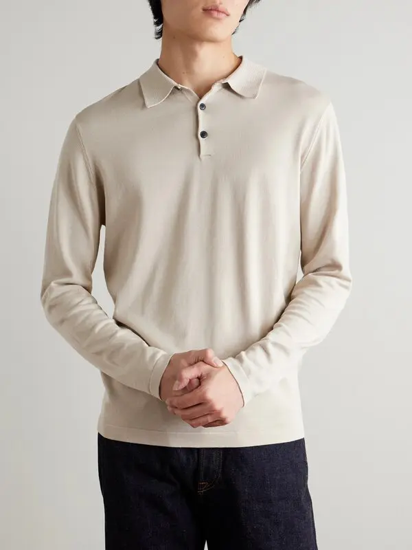 Sunspel Sea Island Cotton-jersey Polo Shirt - Neutrals