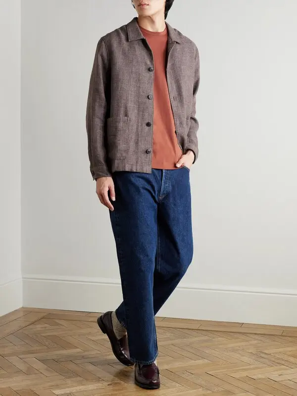 Sunspel Cotton And Linen-blend Overshirt - Brown