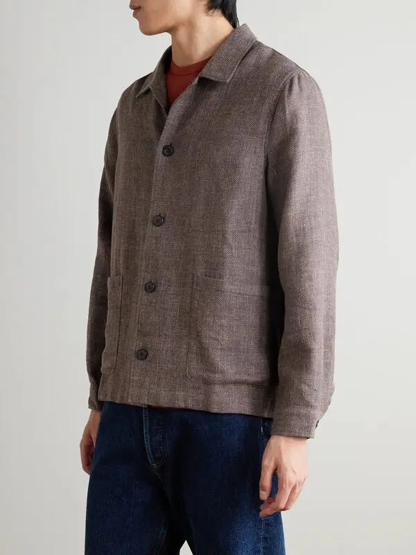 Sunspel Cotton And Linen-blend Overshirt - Brown
