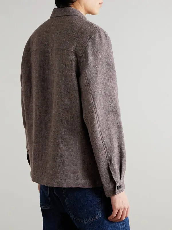 Sunspel Cotton And Linen-blend Overshirt - Brown