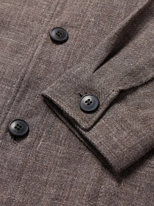 Sunspel Cotton And Linen-blend Overshirt - Brown