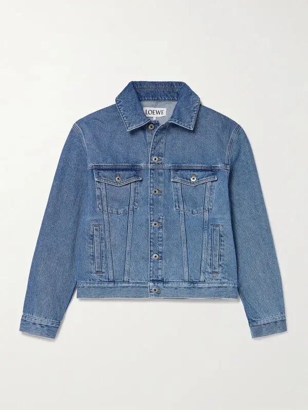 Loewe Anagram Embroidered Denim Trucker Jacket - Blue