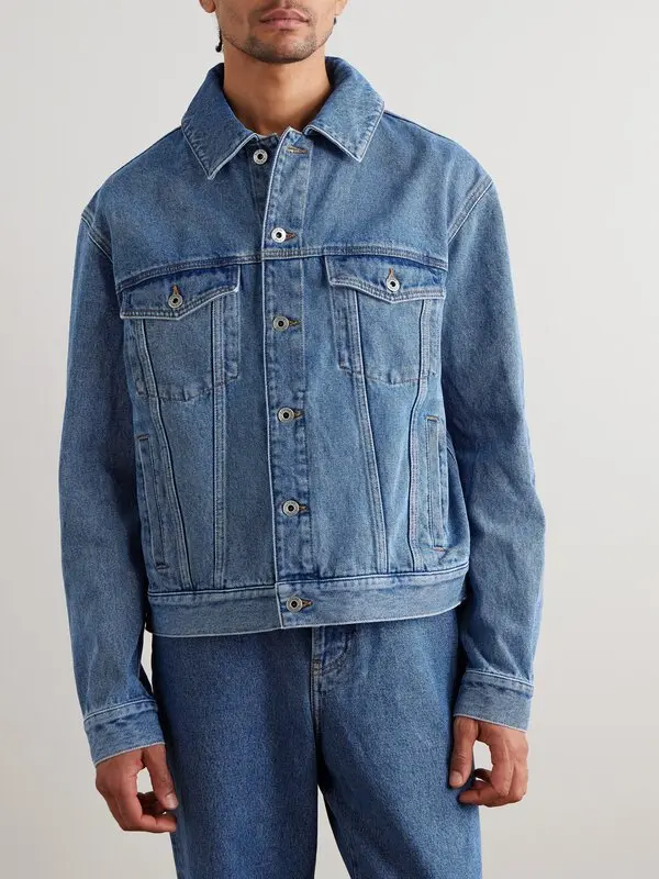 Loewe Anagram Embroidered Denim Trucker Jacket - Blue
