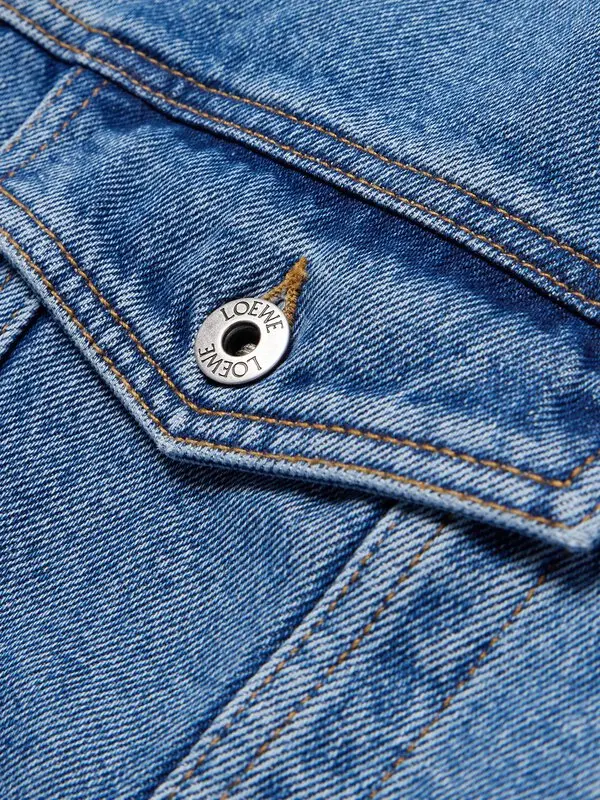 Loewe Anagram Embroidered Denim Trucker Jacket - Blue