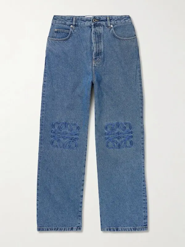 Loewe Anagram Wide-leg Logo-embroidered Jeans