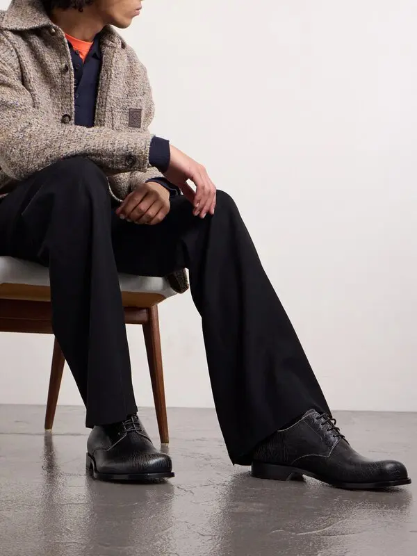 Loewe Campo Cracked-leather Derby Shoes
